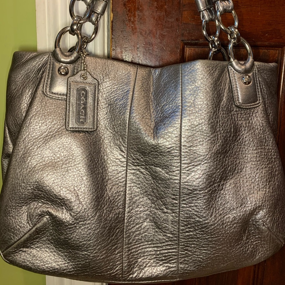 Coach Metallic Grey Tote Bag - Gem